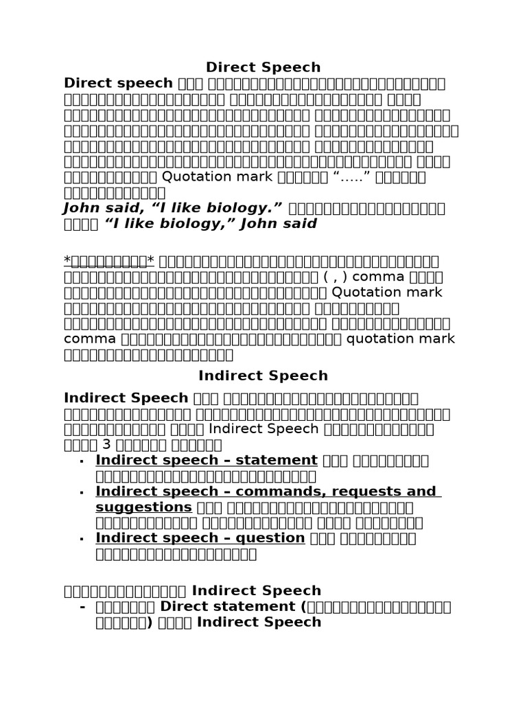 Direct and Indirect Speech | PDF
