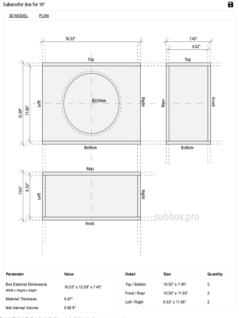 Subwoofer Box For 10 Inch Subwoofer - Sealed Box | PDF