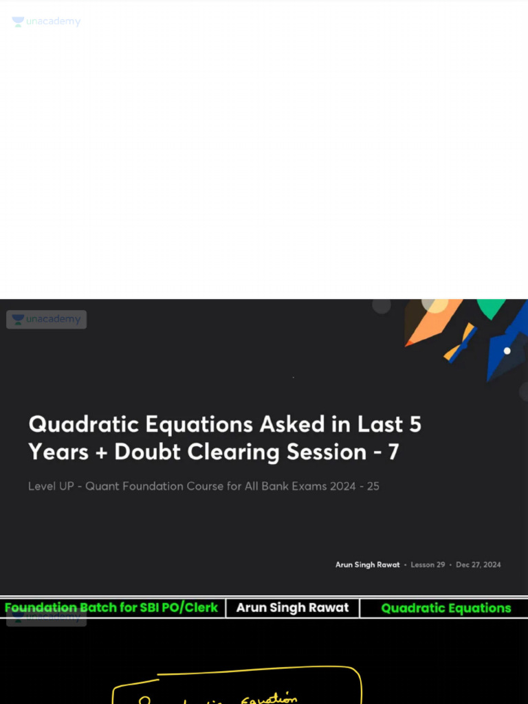 Quadratic Equations Asked in Last 5 Years Doubt Clearing Session 7 With ...