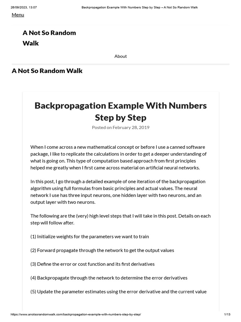 Lecture 7 - Backpropagation Example With Numbers Step by Step - A Not ...