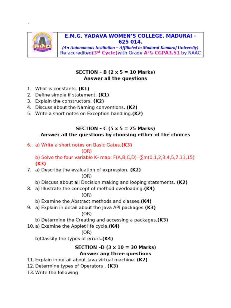 Java Programming Concepts Exam Guide | PDF