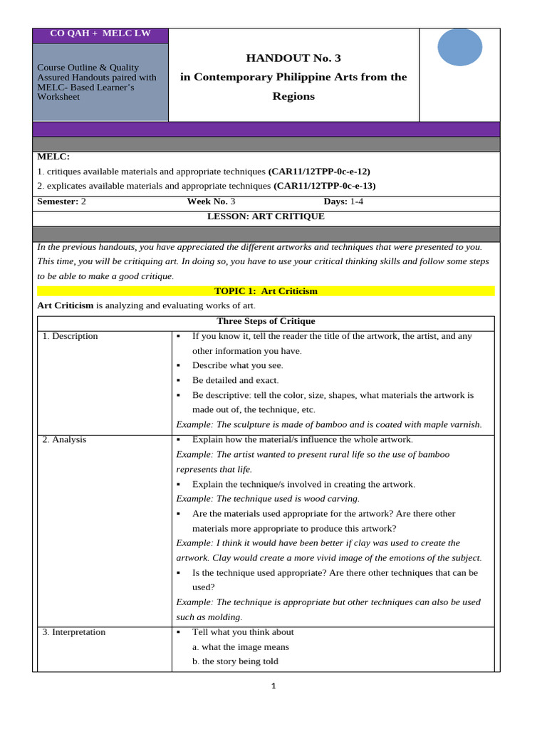 CONTEMPO Q2 Week 3 Handout | PDF | Cognition | Cognitive Science