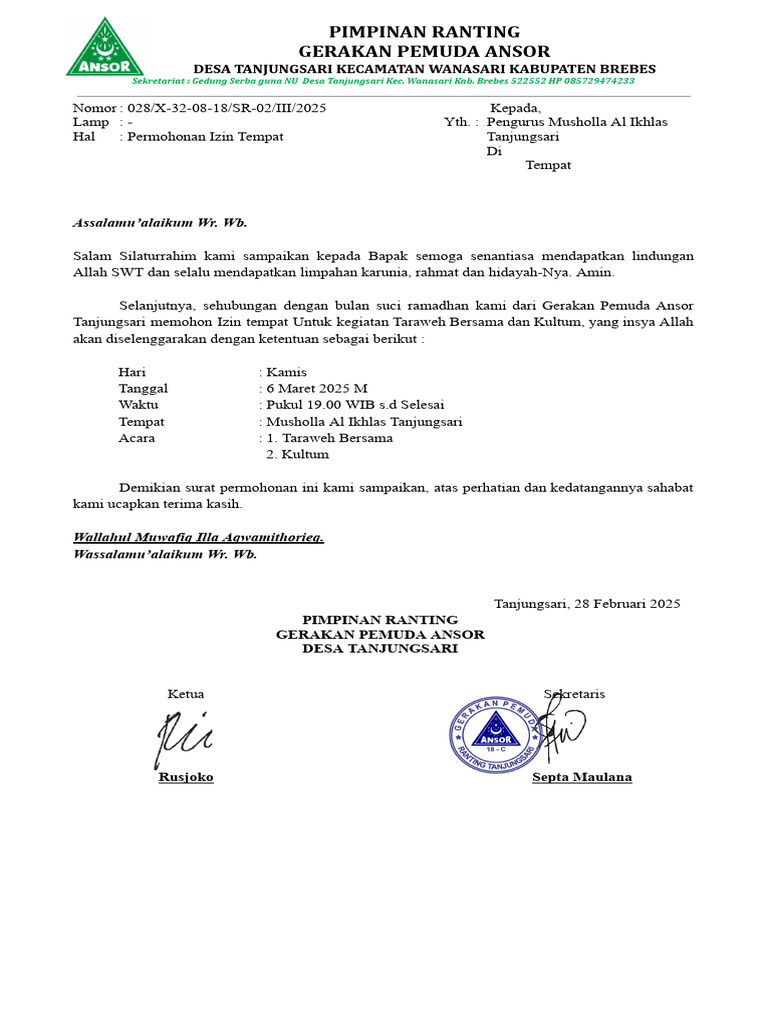 Surat Permohonan Izin Tarling | PDF