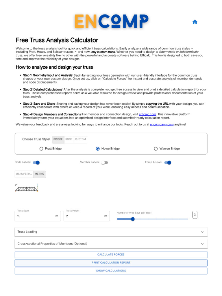 Truss Analysis Calculator - Free Online Truss Tool - Ep | PDF | Truss ...