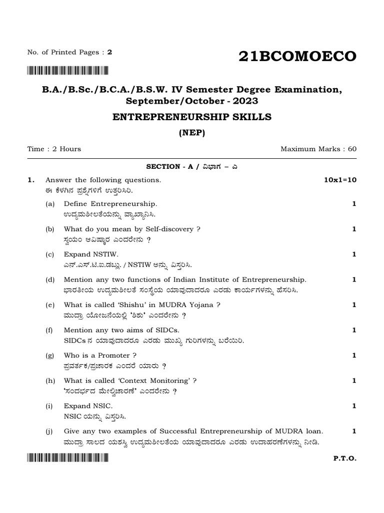 21bcomoeco Entrepreneurship Skills | PDF | Leadership | Business