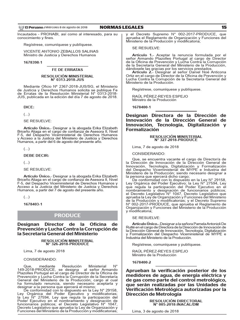 Resolucion Directoral 005 2018 INACAL-DM | PDF | Metrología | Ejecutivo (gobierno)