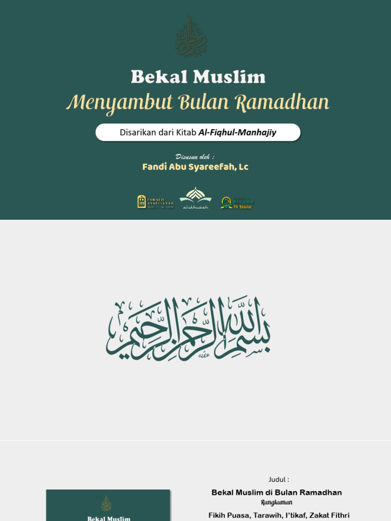 BEKAL MUSLIM MENYAMBUT BULAN RAMADHAN - Abu Syareefah | PDF