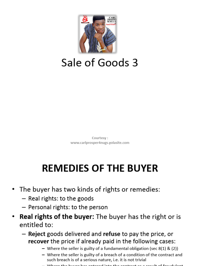 Buyer's Remedies in Sale of Goods | PDF | Misrepresentation | Breach Of ...