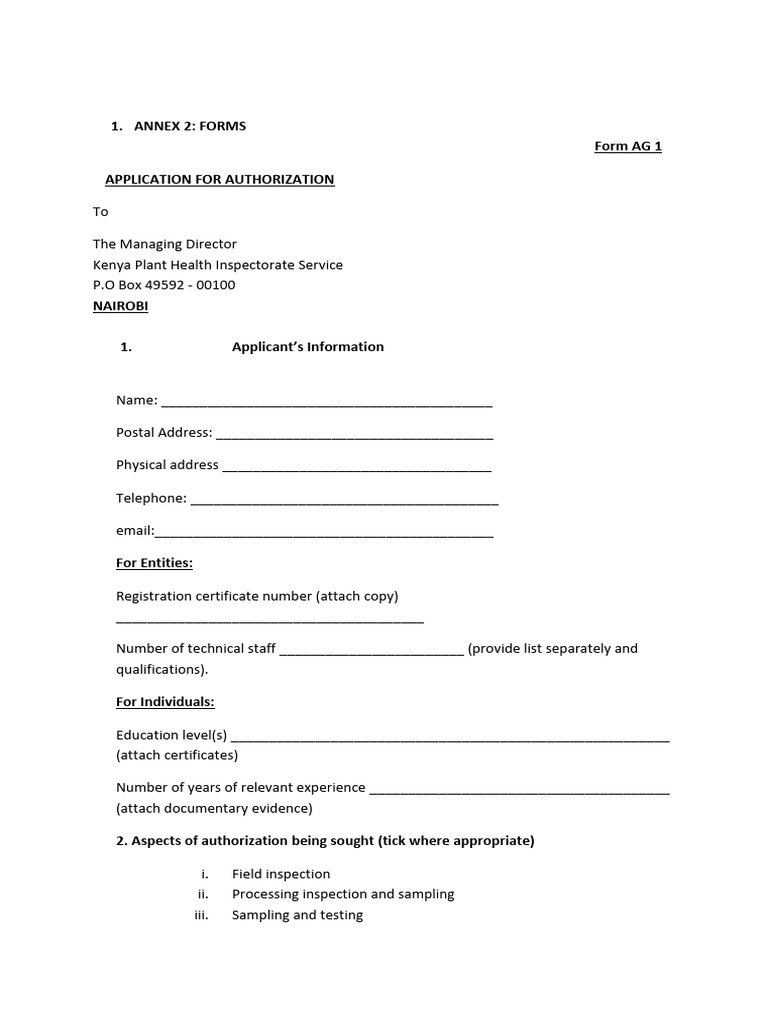 Authorization Application Form | PDF | Crops | Legume