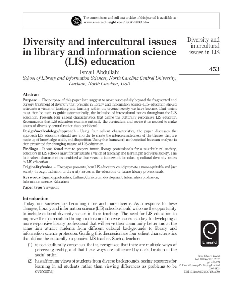 Enhancing Diversity in LIS Education | PDF | Knowledge | Teachers