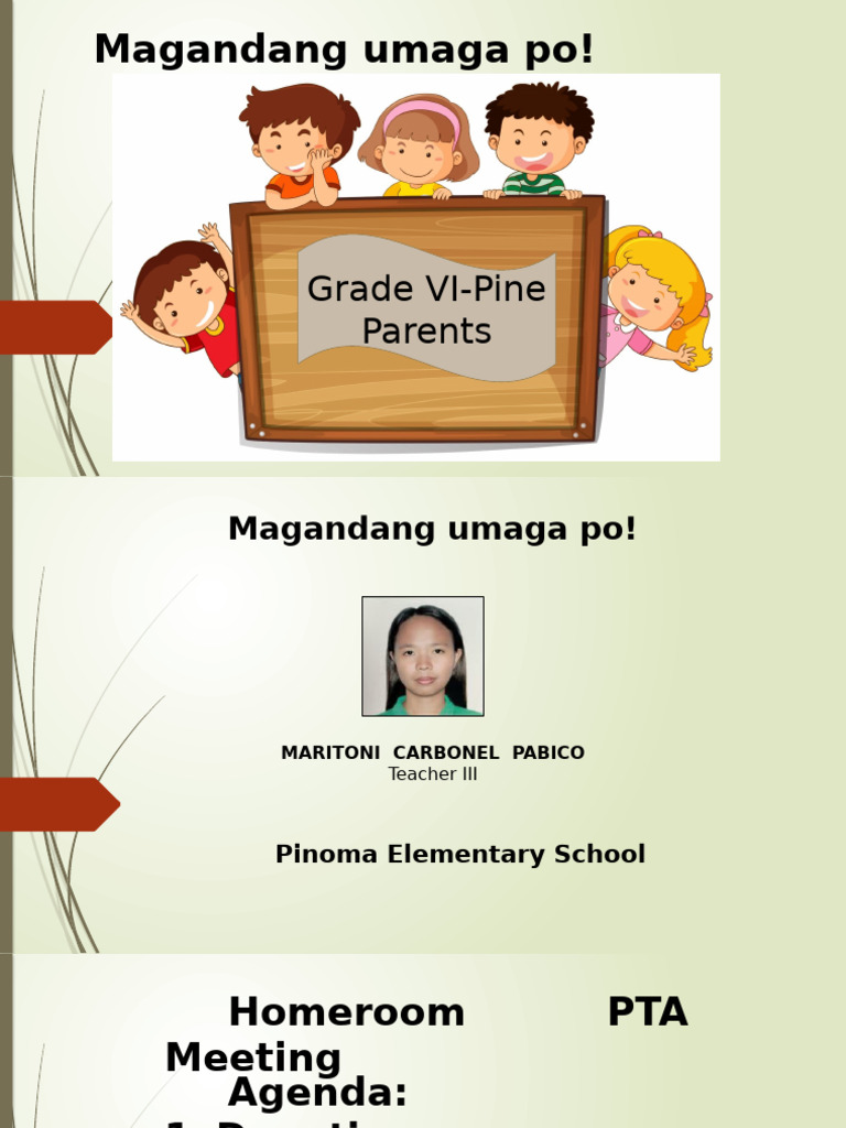 Homeroom PTA Meeting (August 27, 2024) | PDF
