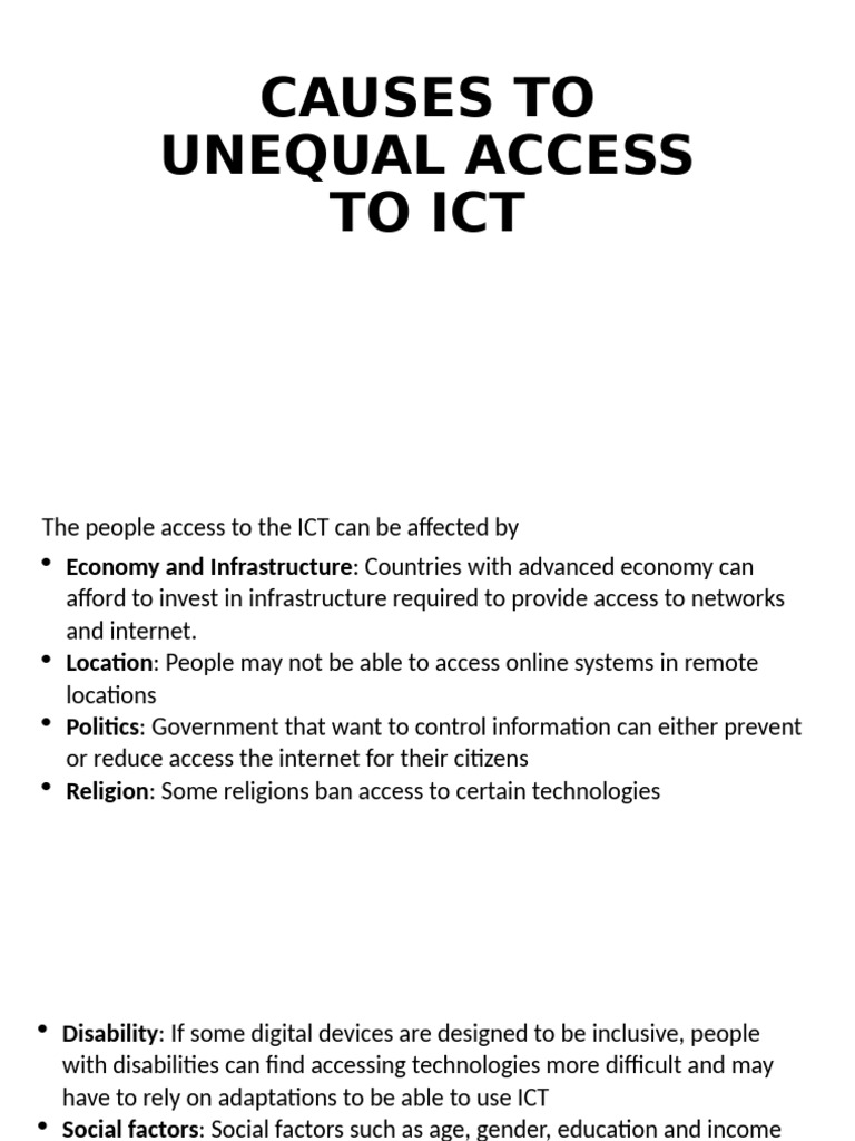 Causes of Unequal ICT Access | PDF
