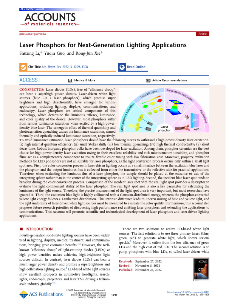 Li Et Al 2022 Laser Phosphors For Next Generation Lighting Applications | PDF | Laser | Light ...