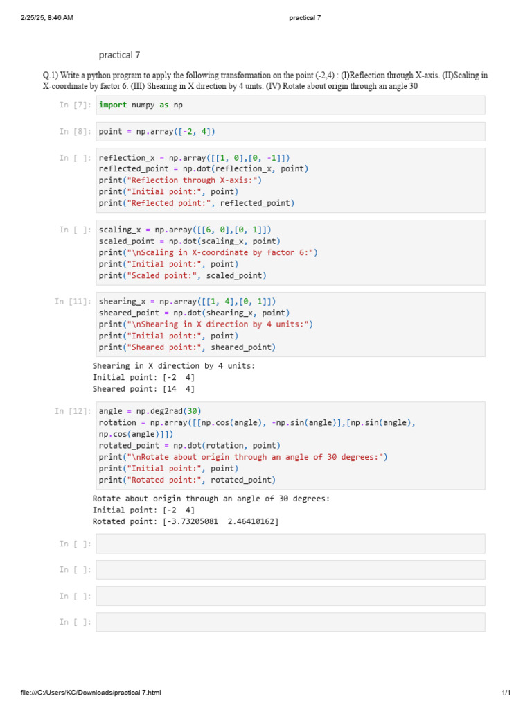 Python Transformations on 2D Point | PDF