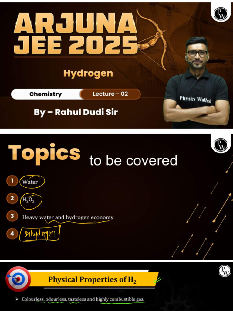 Hydrogen 02 - Class Notes - Arjuna JEE 2025 | PDF