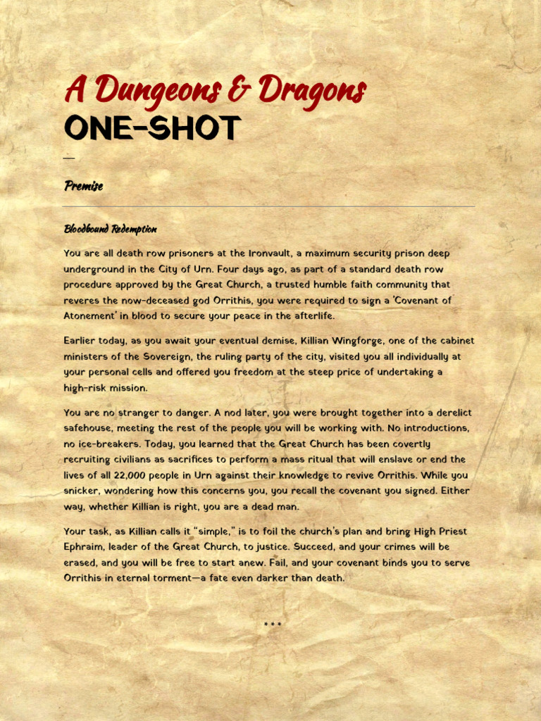 D&D Oneshot | PDF