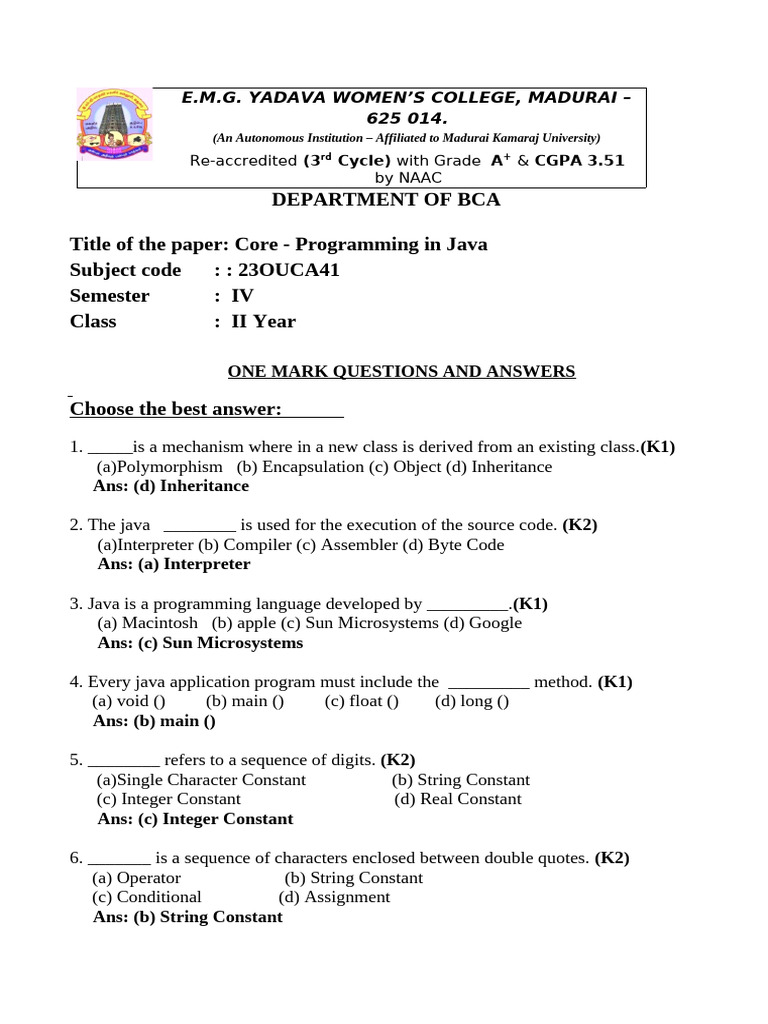 Java Programming Quiz Questions | PDF | Method (Computer Programming) | Data Type