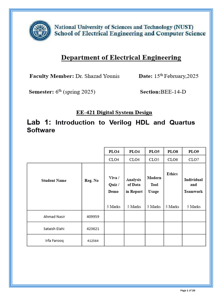 lab 01 DSD | PDF | Field Programmable Gate Array | Hardware Description Language