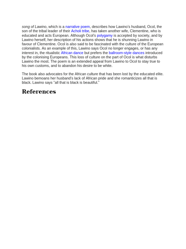 Lawino's Plea for African Identity | PDF