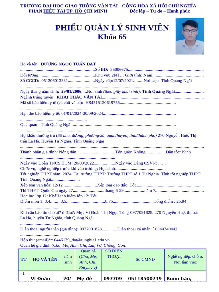 Phieu-QLSV (1) | PDF