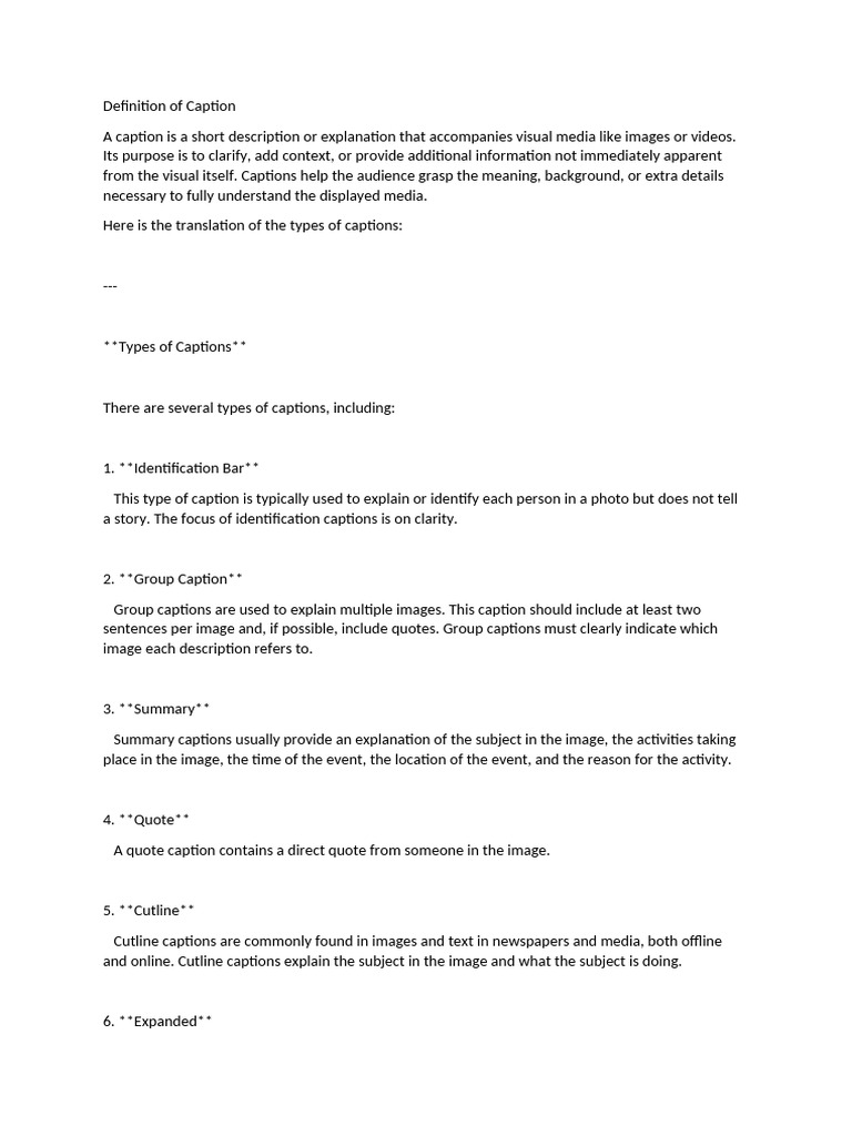 Definition of Caption | PDF