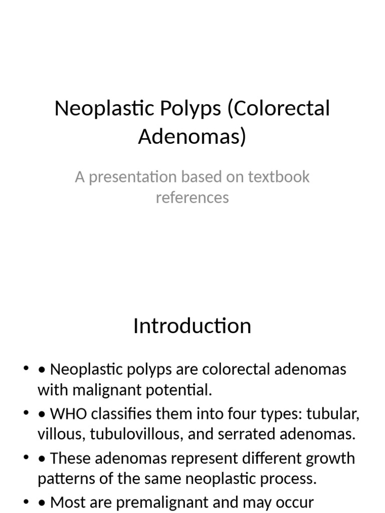 Neoplastic Polyps Presentation | PDF | Adenoma | Digestive System