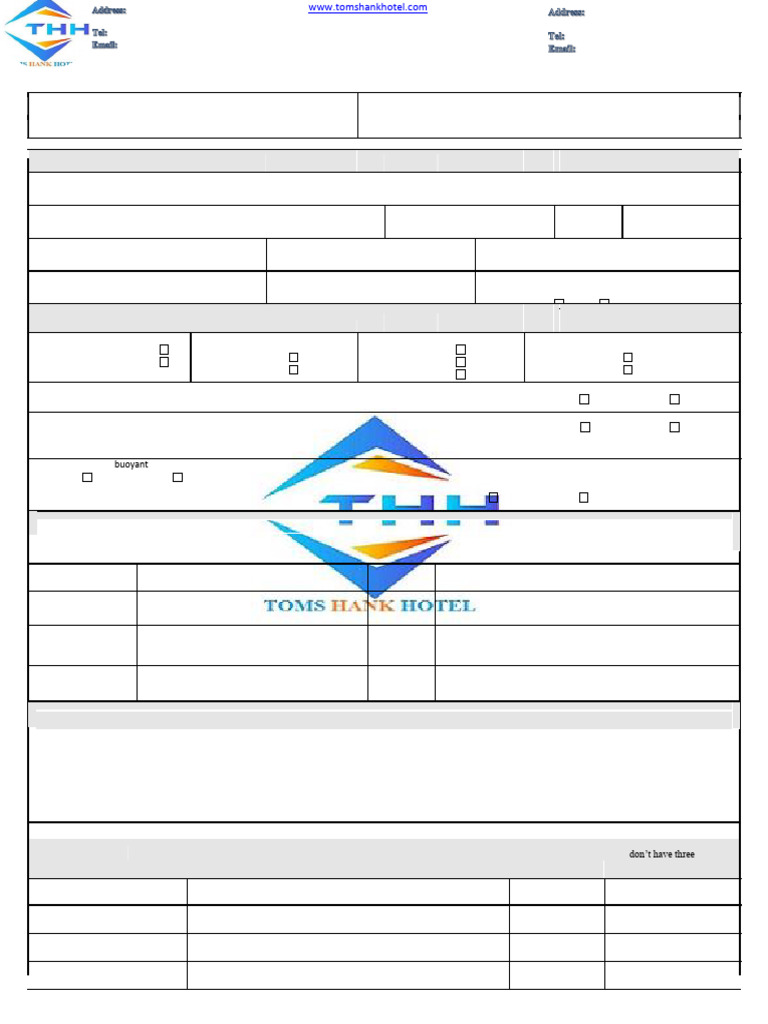 Toms Hank Hotel Employment Application | PDF | Employment | Business