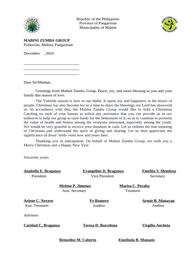 Solicitation Letter Caroling | PDF