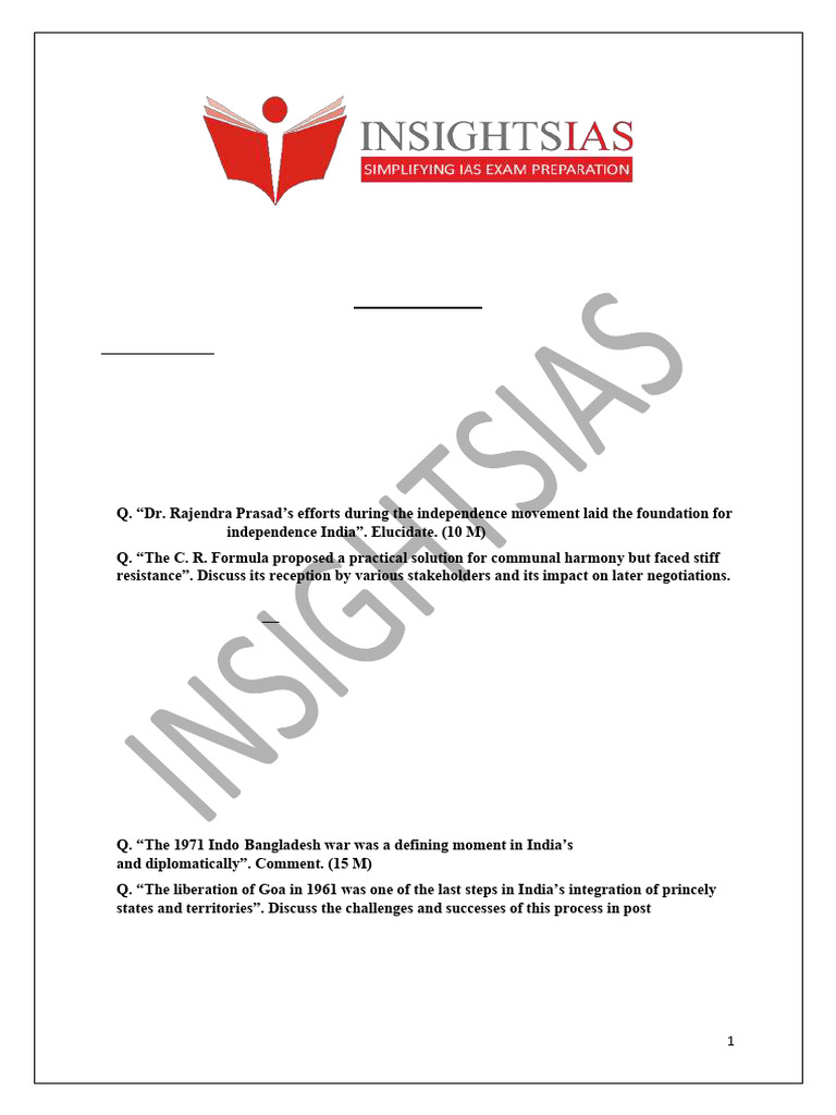 December 2024 Secure Synopsis Guide | PDF | Cold War | Partition Of India