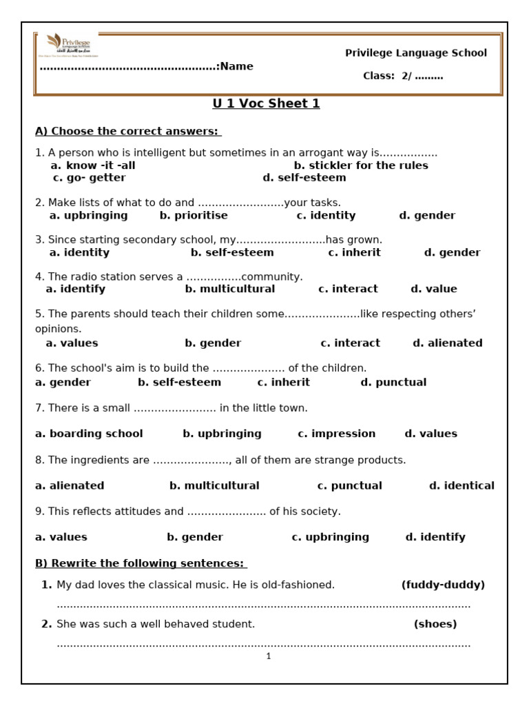 U 1 Voc | PDF | Social Psychology | Behavioural Sciences
