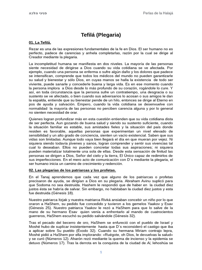 1 Pninei Halaja (Tefila) | PDF | Oración | Textos Judios