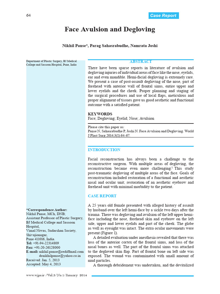 Hemi-Facial Degloving Case Study | PDF | Human Nose | Surgery