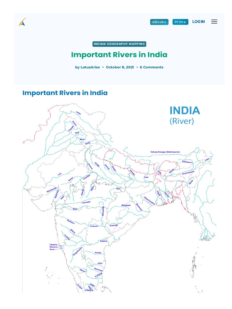 Important Rivers of India Explained | PDF | Geomorphology | Fluvial ...