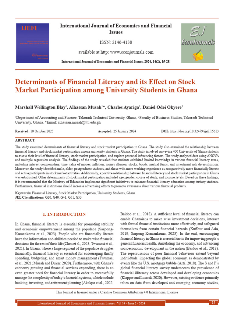 Determinants of Financial Literacy and Its Effect On Stock Market ...