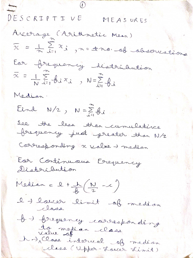 Important Statistics Notes | PDF