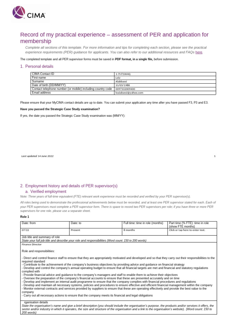 Record of My Practical Experience Form - Final For Web 14-6-22 | PDF ...
