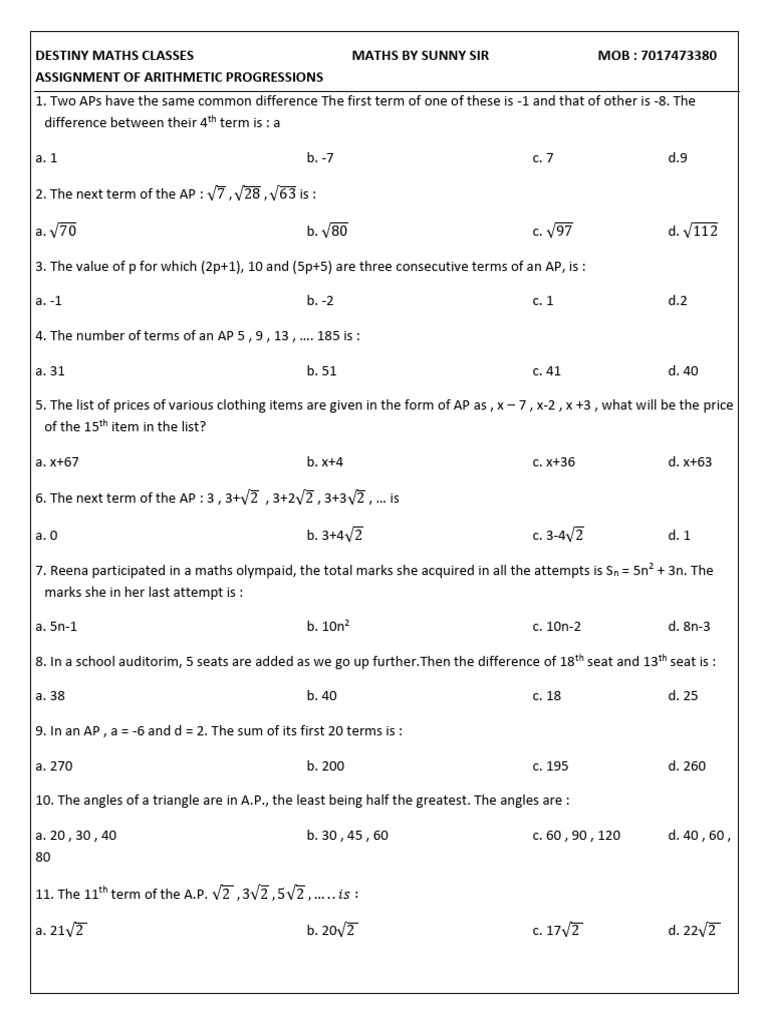 Mcqs Assignment (10) | PDF | Arithmetic | Mathematics