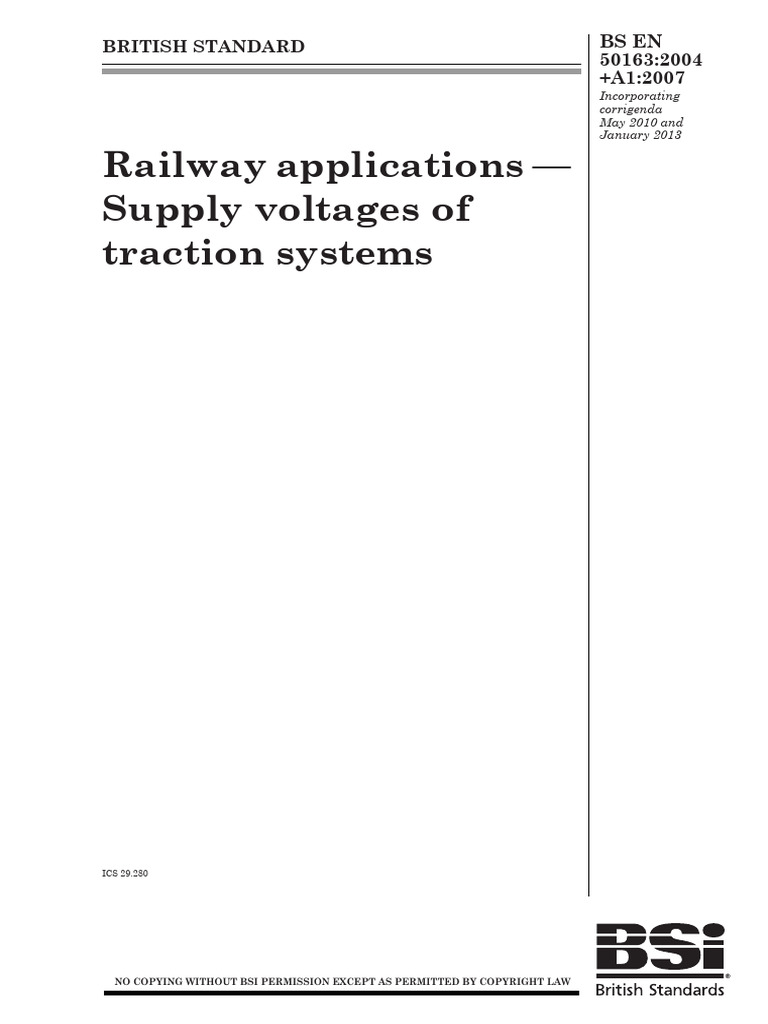 BS EN 50163: Railway Voltage Standards | PDF | International ...