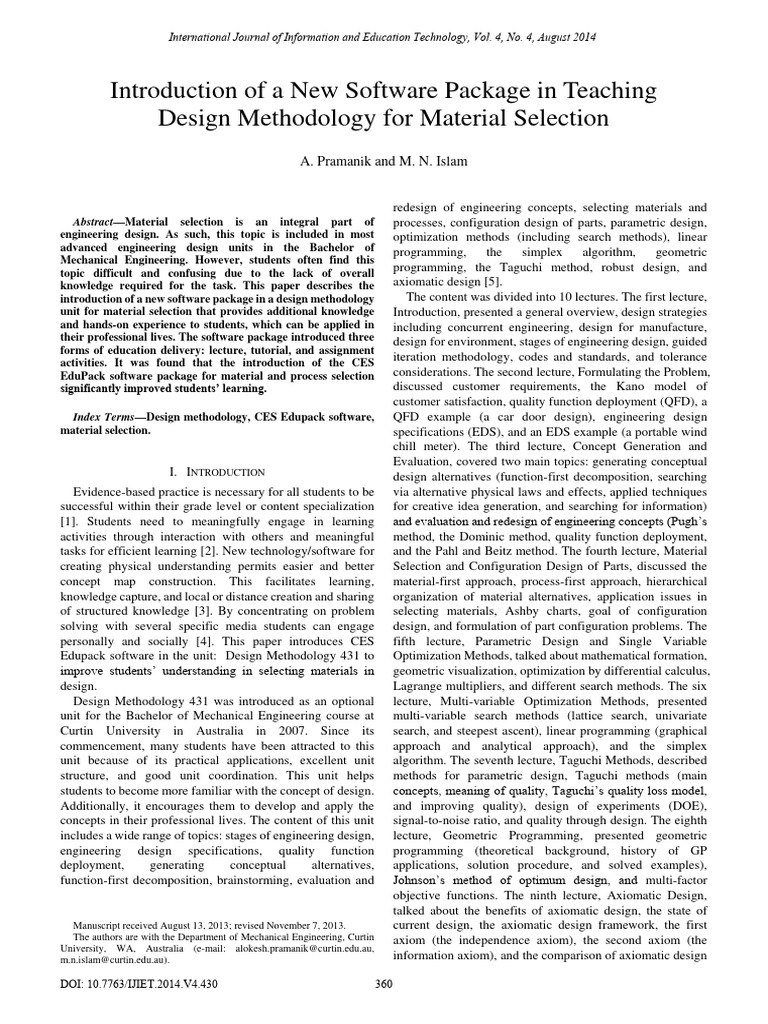 Introduction - of - A - New - Software - Package - in Teaching Design Methodology For Material ...