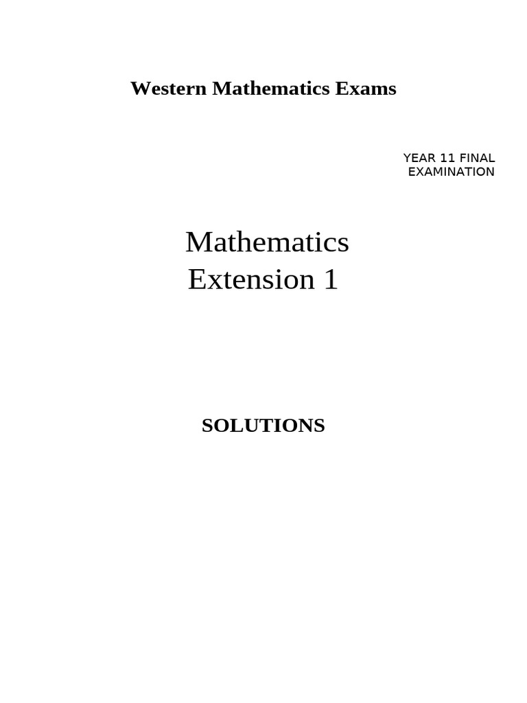 Year 11 Mathematics Extension 1 Solutions | PDF | Factorization ...