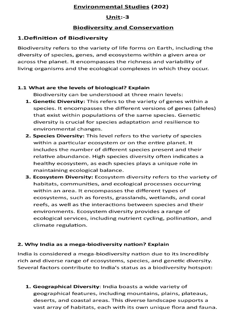 EVS Unit 3 Notes | PDF