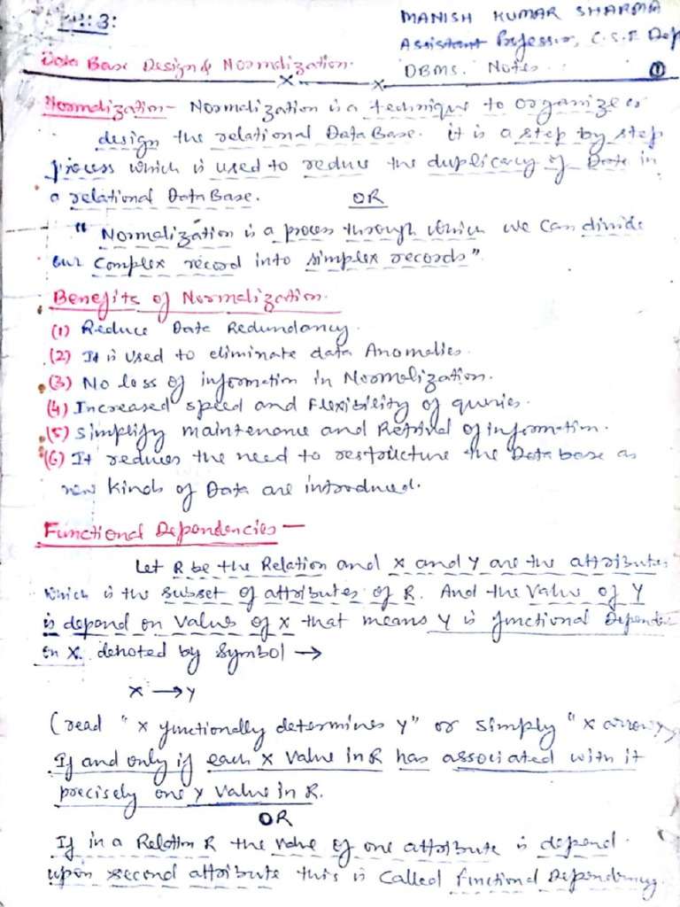 DBMS Chapter Normiliation Unit 3 | PDF