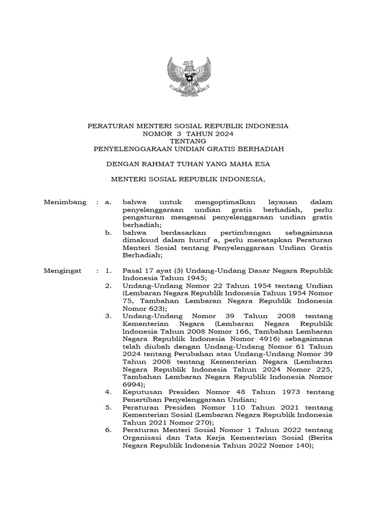 Permensos 3 Tahun 2024 Tentang UGB | PDF