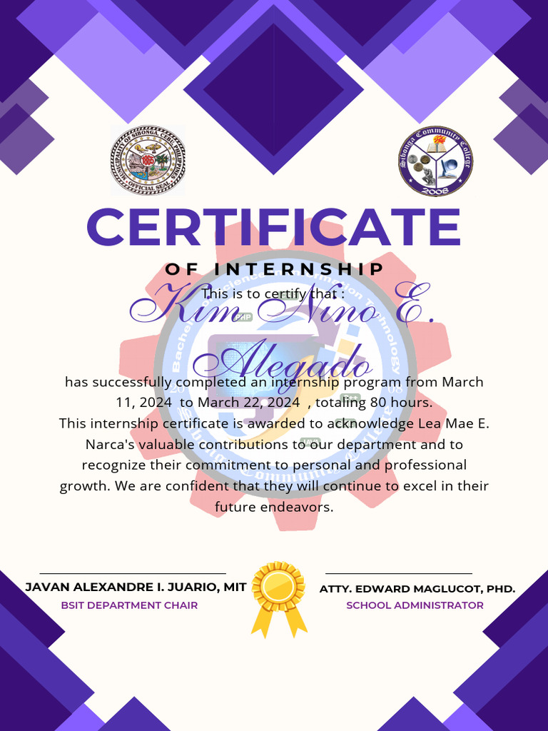 Internship Certificate for 80 Hours | PDF