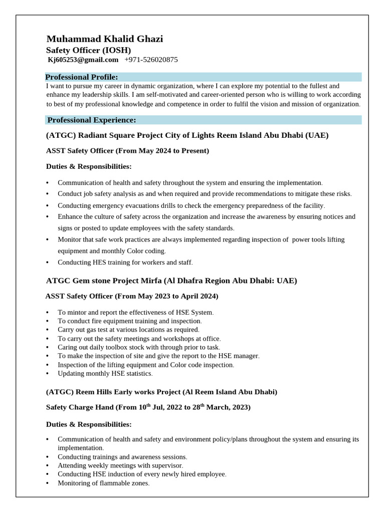 Muhammad Khalid | PDF | Safety | Occupational Safety And Health