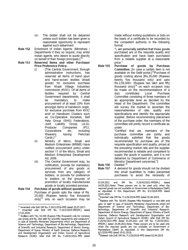 GFR Rule 154 and 155 Overview | PDF | Procurement