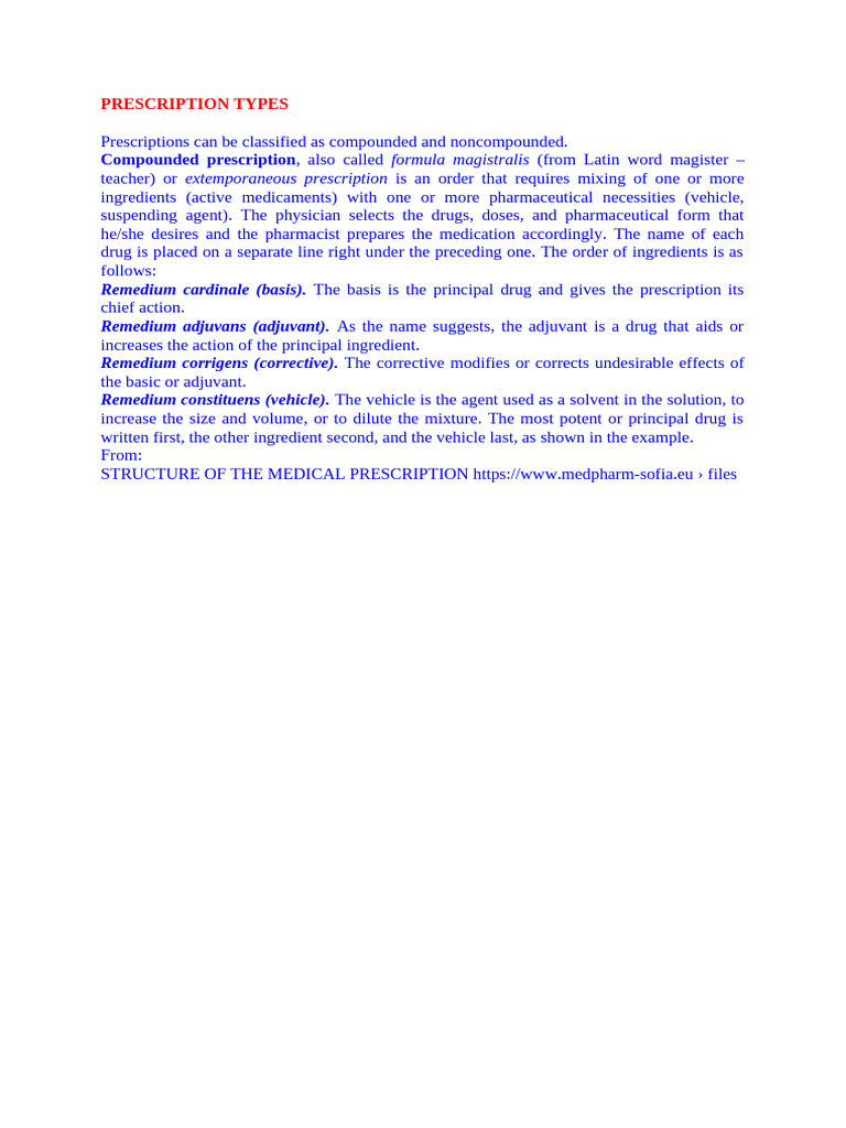 Prescription Types | PDF