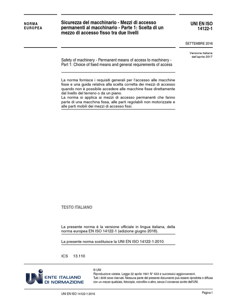 En Iso 14122-1-2016 Ita Cons | PDF
