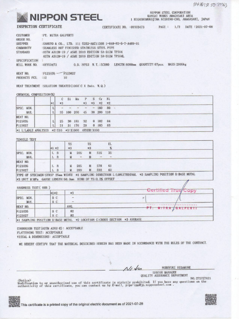 2 Inch SCH 80 304L | PDF