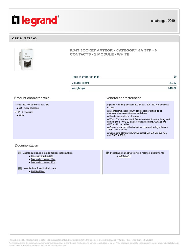 572306_RJ45_socket_Arteor_-_category_6A_STP_-_9_contacts_-_1_module ...